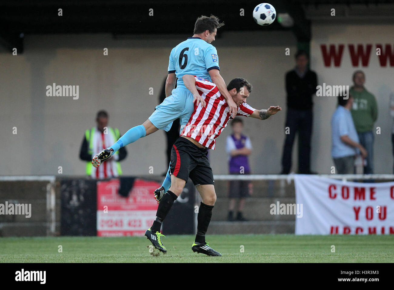 Callum Reynolds of Boreham Wood rises above Martin Tuohy - AFC ...