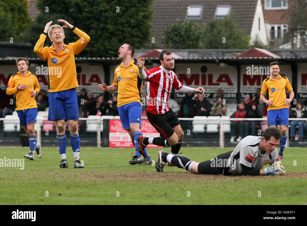 Martin Tuohy scores the equalising goal for Hornchurch and celebrates ...