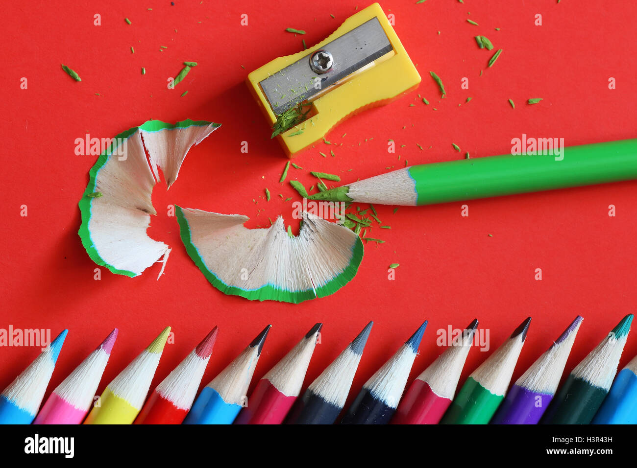 stationery on a red background Stock Photo - Alamy