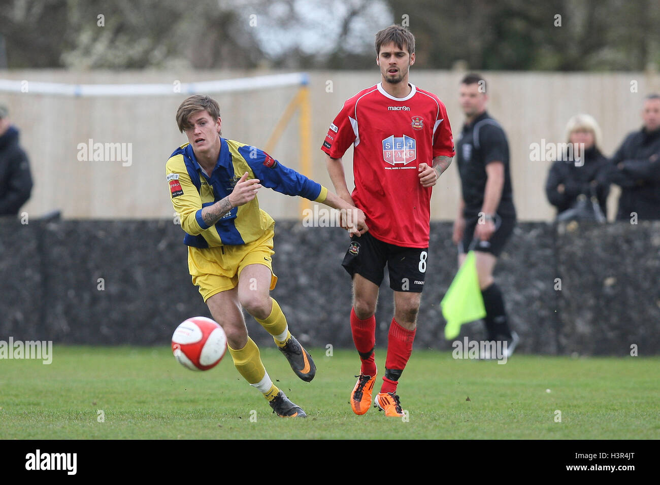 Joes Bingham of Romford and Angelo Harrop - Needham Market vs Romford ...