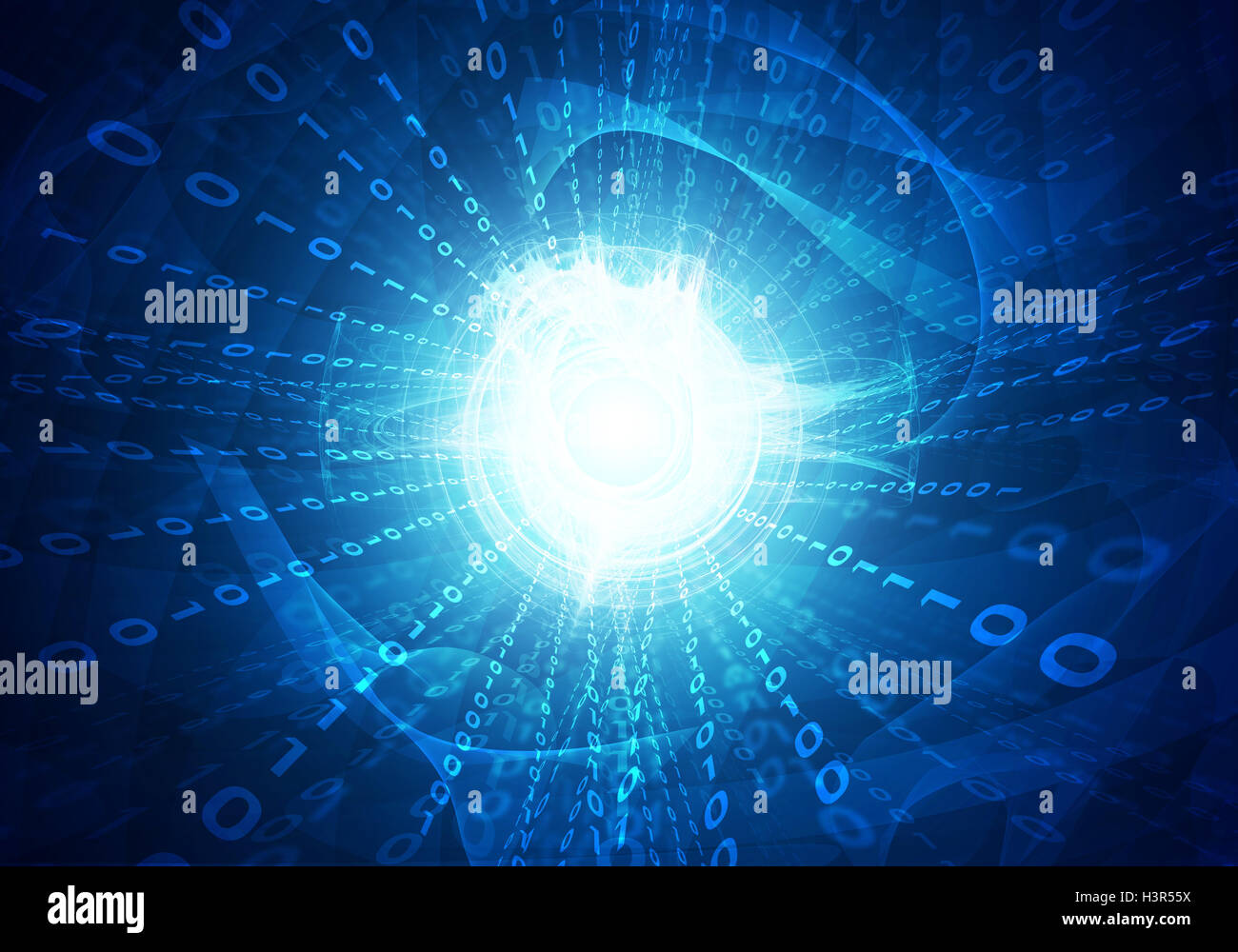 Glowing figures and waves. Hi-tech background Stock Photo - Alamy