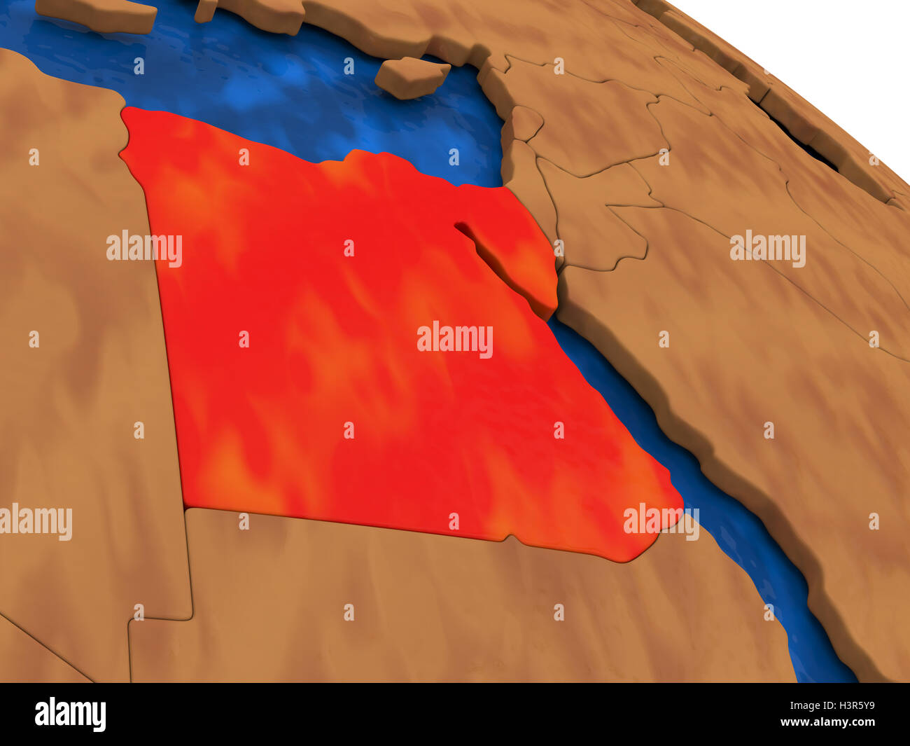 Map of Egypt on wooden globe. 3D illustration Stock Photo - Alamy