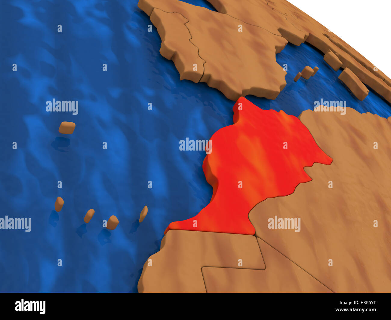 Map of Morocco on wooden globe. 3D illustration Stock Photo - Alamy