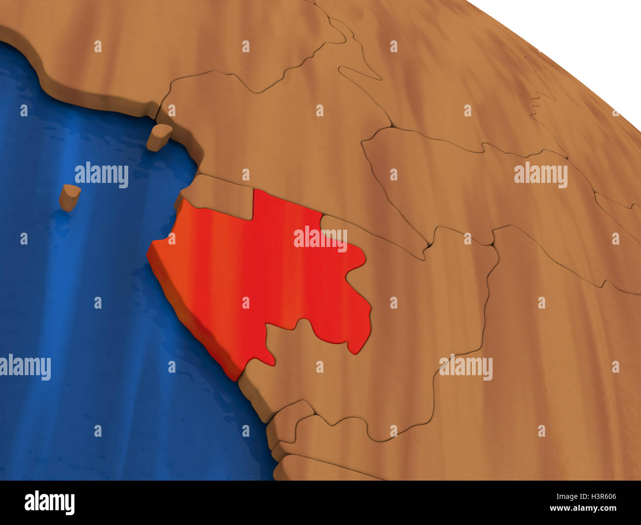 Map of Gabon on wooden globe. 3D illustration Stock Photo - Alamy