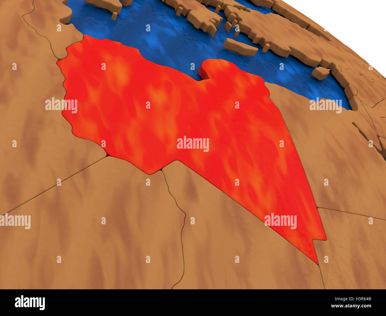Map of Libya on wooden globe. 3D illustration Stock Photo - Alamy