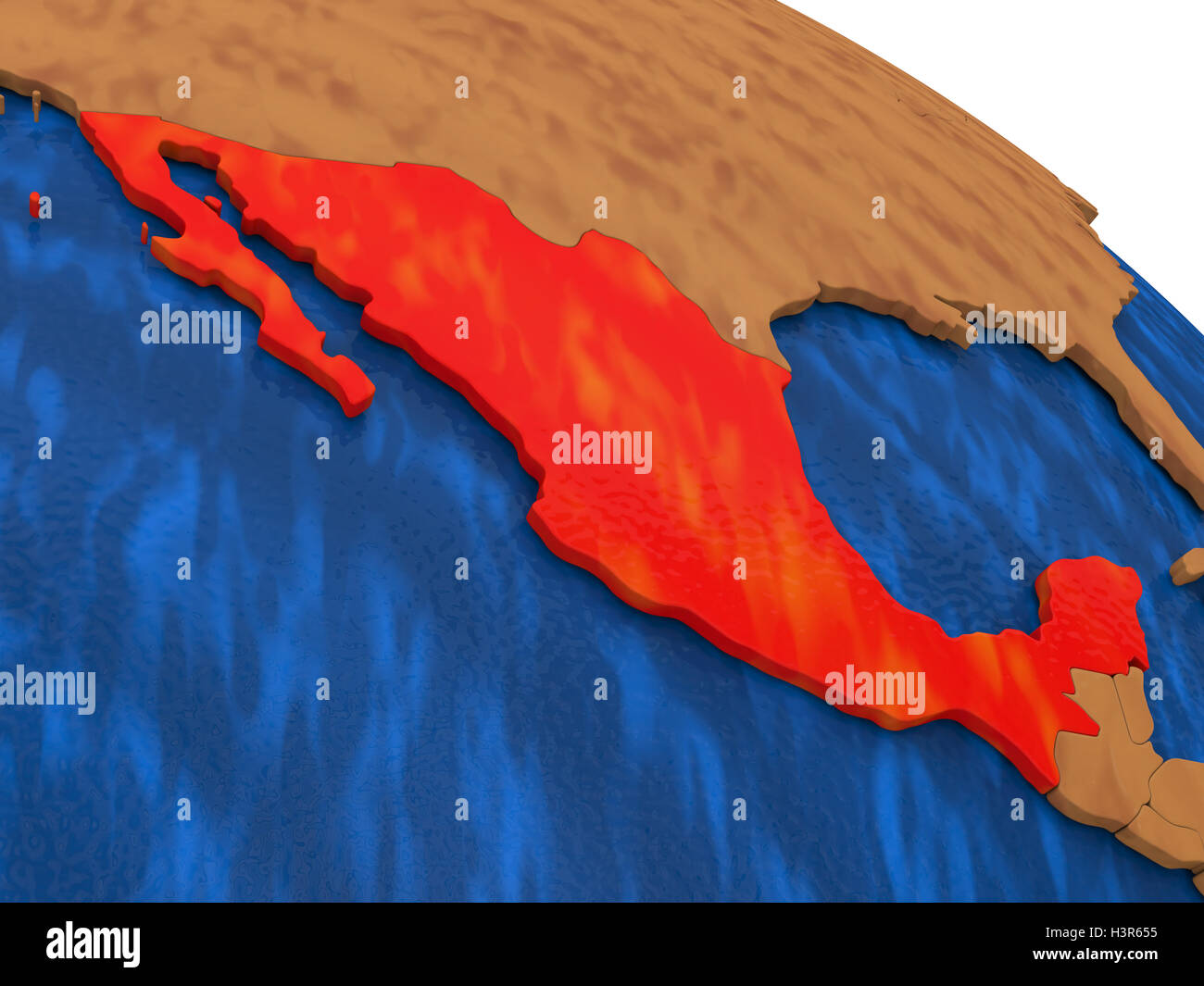 Map of Mexico on wooden globe. 3D illustration Stock Photo - Alamy