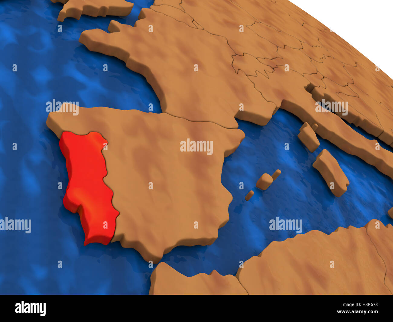 Map of Portugal on wooden globe. 3D illustration Stock Photo - Alamy