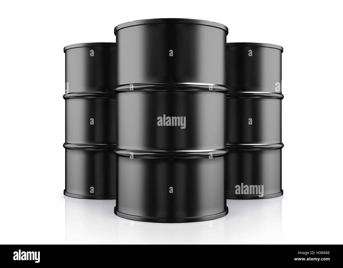 3D illustration of Black Metal Oil Barrels, Industrial Concept Stock ...