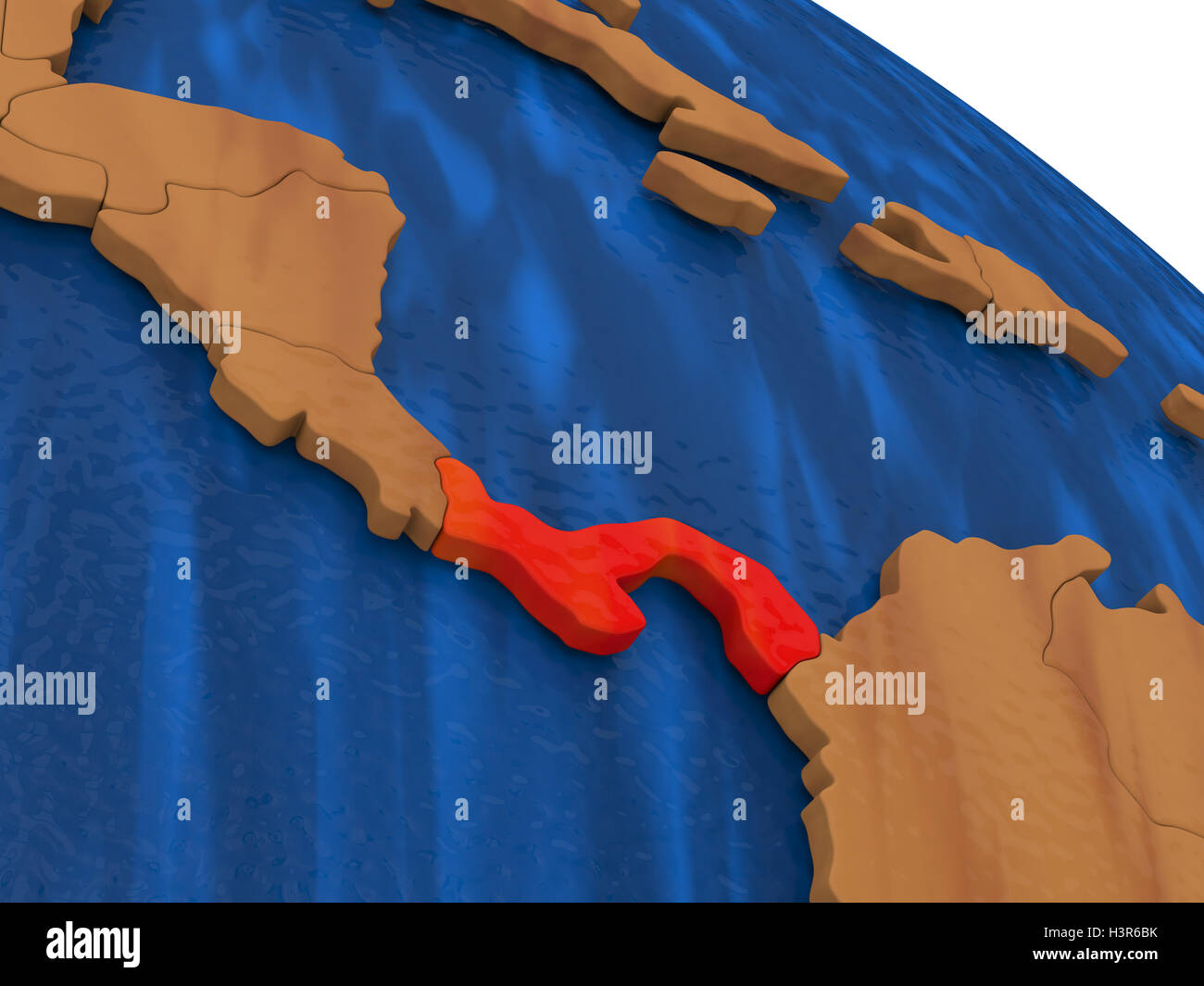 Map of Panama on wooden globe. 3D illustration Stock Photo - Alamy