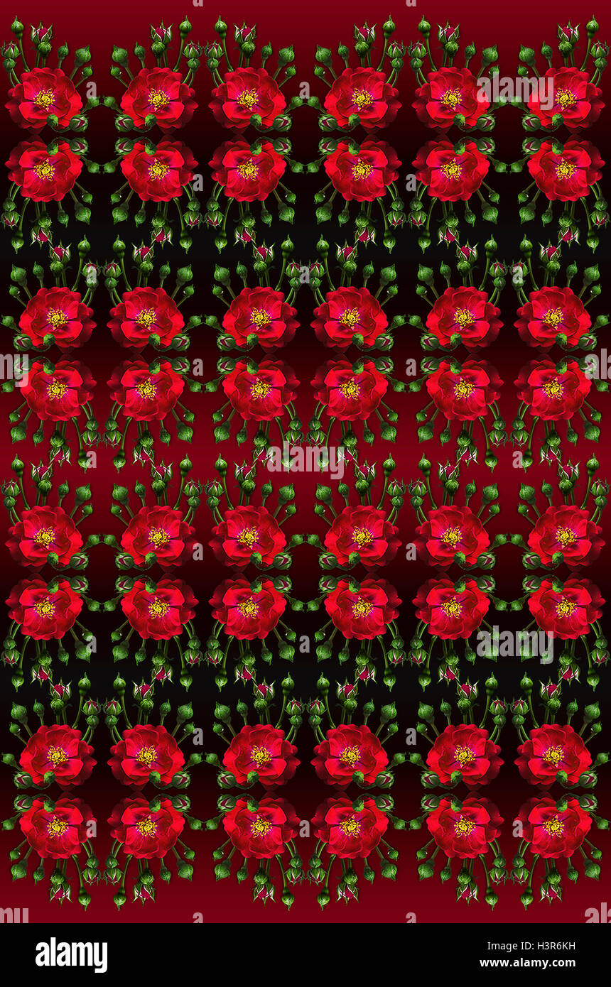 Black red background border with red roses and buds Stock Photo - Alamy