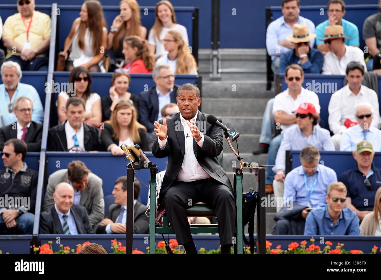 BARCELONA - APR 24: Carlos Bernardes (tennis referee from Brazil) at ...
