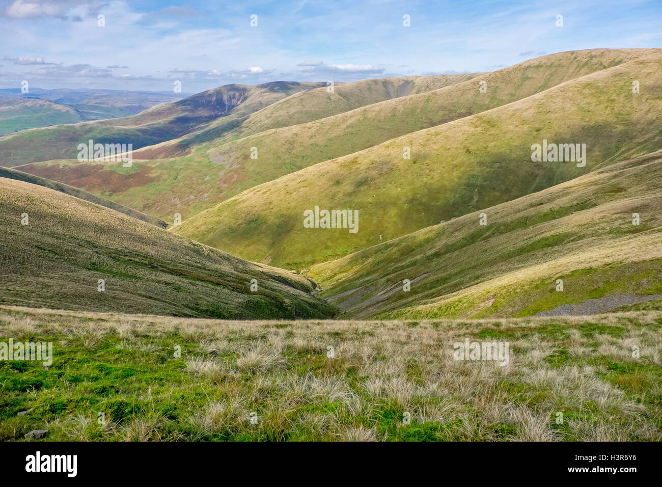 The gentle contours of the Howgills, a group of fells between the Lake ...