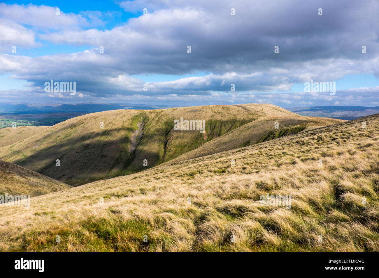 The gentle contours of the Howgills, a group of fells between the Lake ...