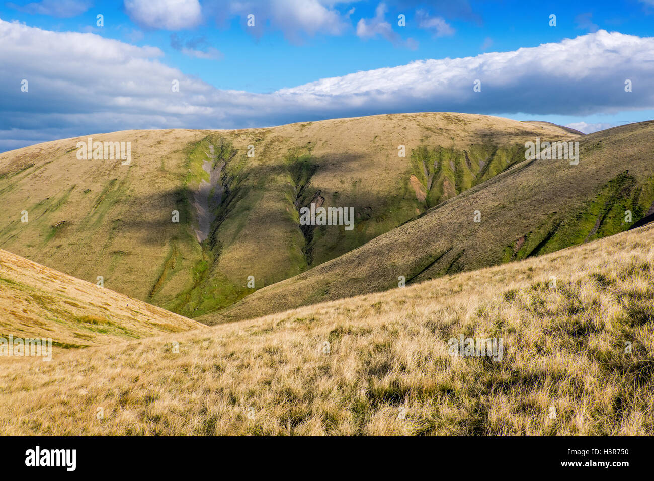 The gentle contours of the Howgills, a group of fells between the Lake ...