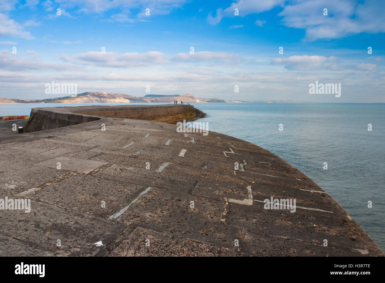 The Cobb harbour wall at Lyme Regis,Dorset .The town lies in Lyme Bay ...