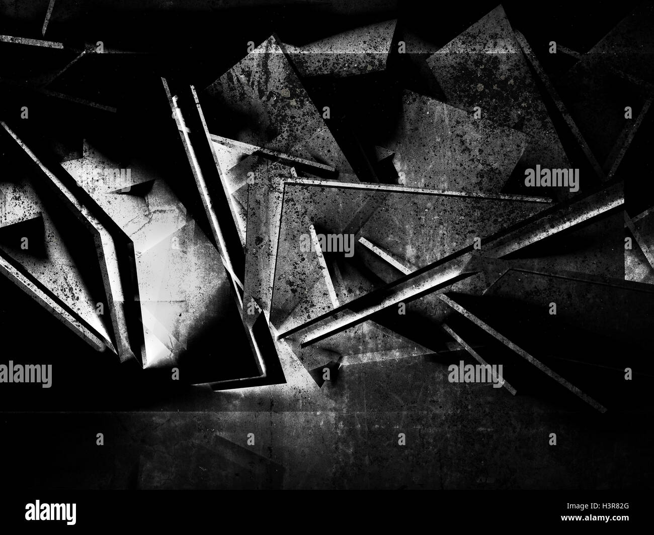 Abstract black geometric background, square twin blocks with grungy ...