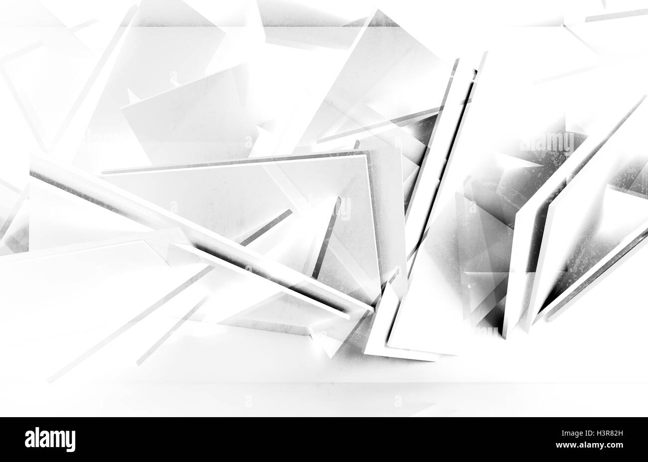 Abstract white geometric background, square twin blocks with grungy ...