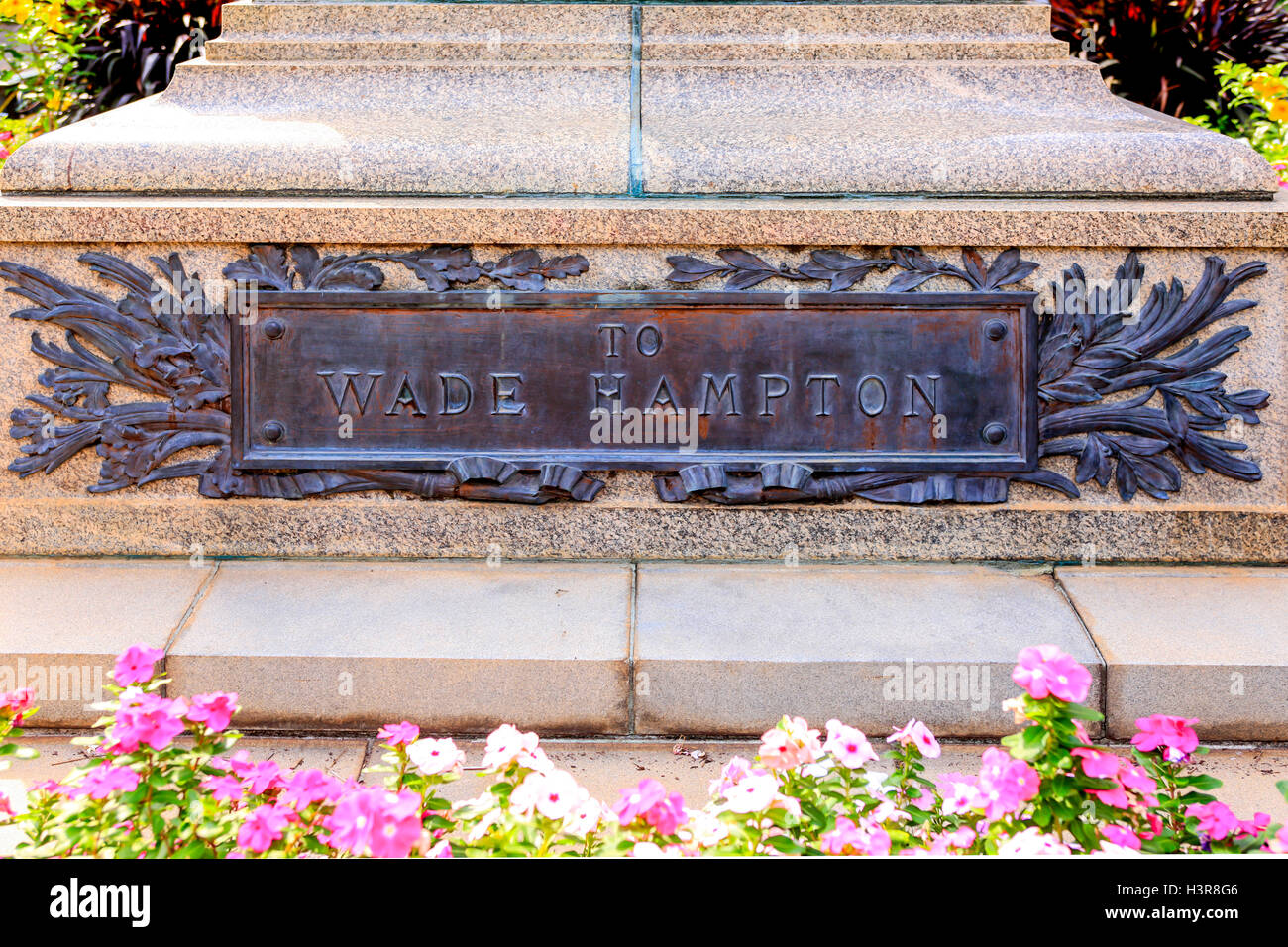 Statute dedication plaque to Wade Hampton outside the State capitol ...