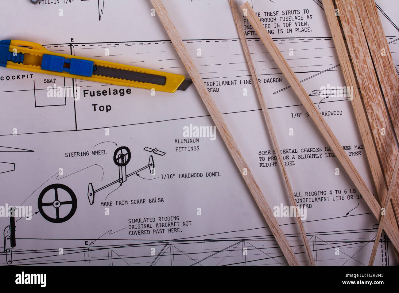 Making a model airplane from balsa wood with instructions Stock Photo ...