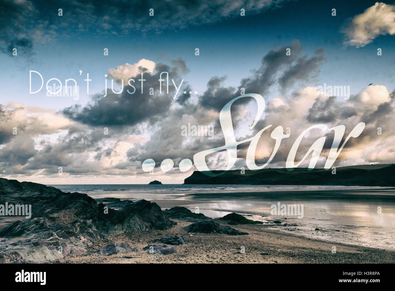 Inspirational motivational quote on a retro style background Stock ...