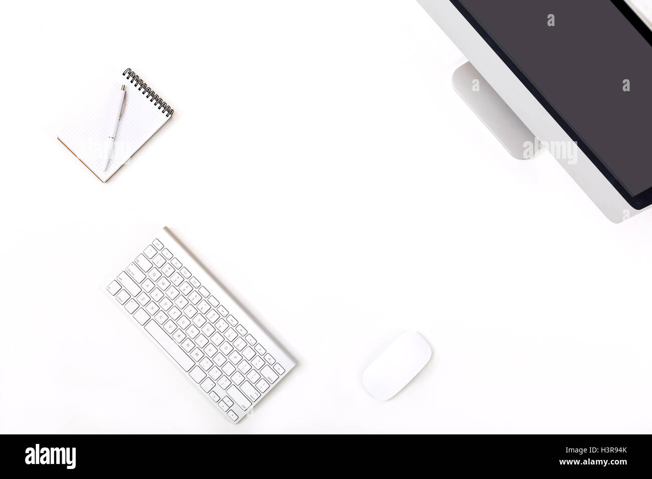 Modern Working Place of Designer on White Office Table Stock Photo - Alamy