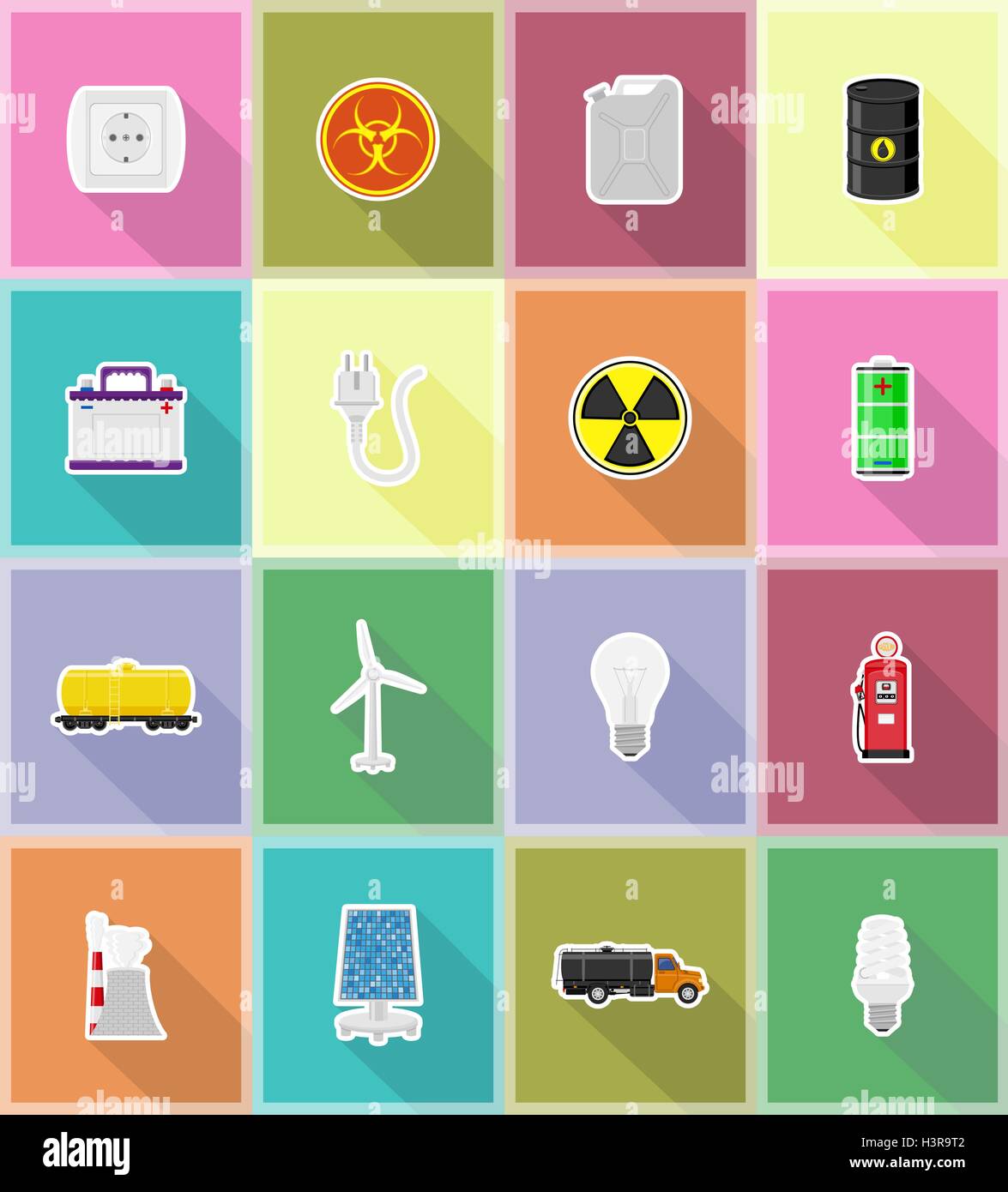 power and energy flat icons vector illustration isolated on background ...