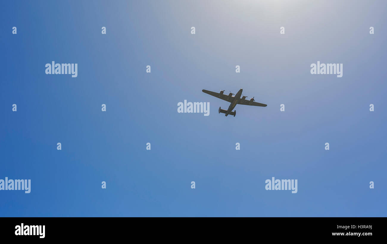 US Force airplane flying in sky, saw at The Flower Fields Stock Photo ...