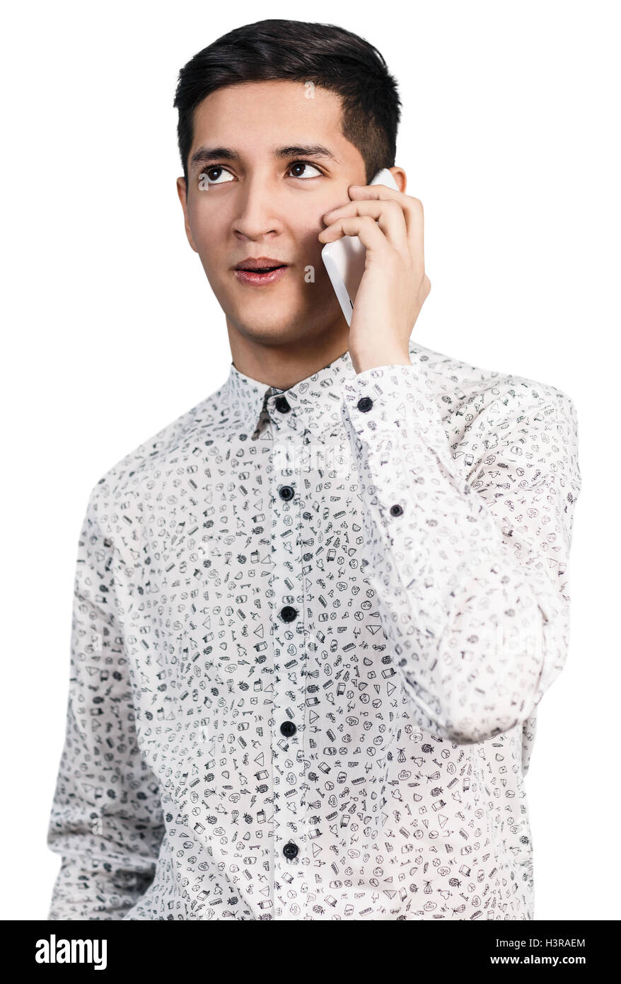 Young man talking on the phone Stock Photo - Alamy