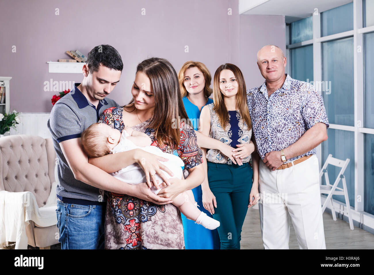Big happy family posing in studio Stock Photo - Alamy