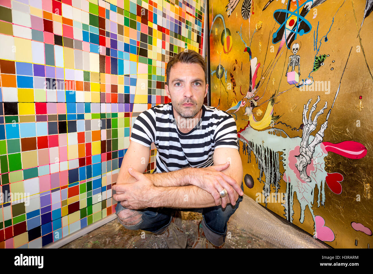 Painter and ceramicist Dan Baldwin at his Sussex studio and home Stock ...