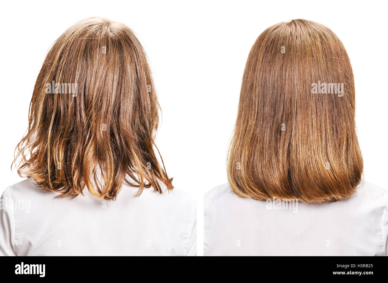Hair before and after treatment Stock Photo - Alamy