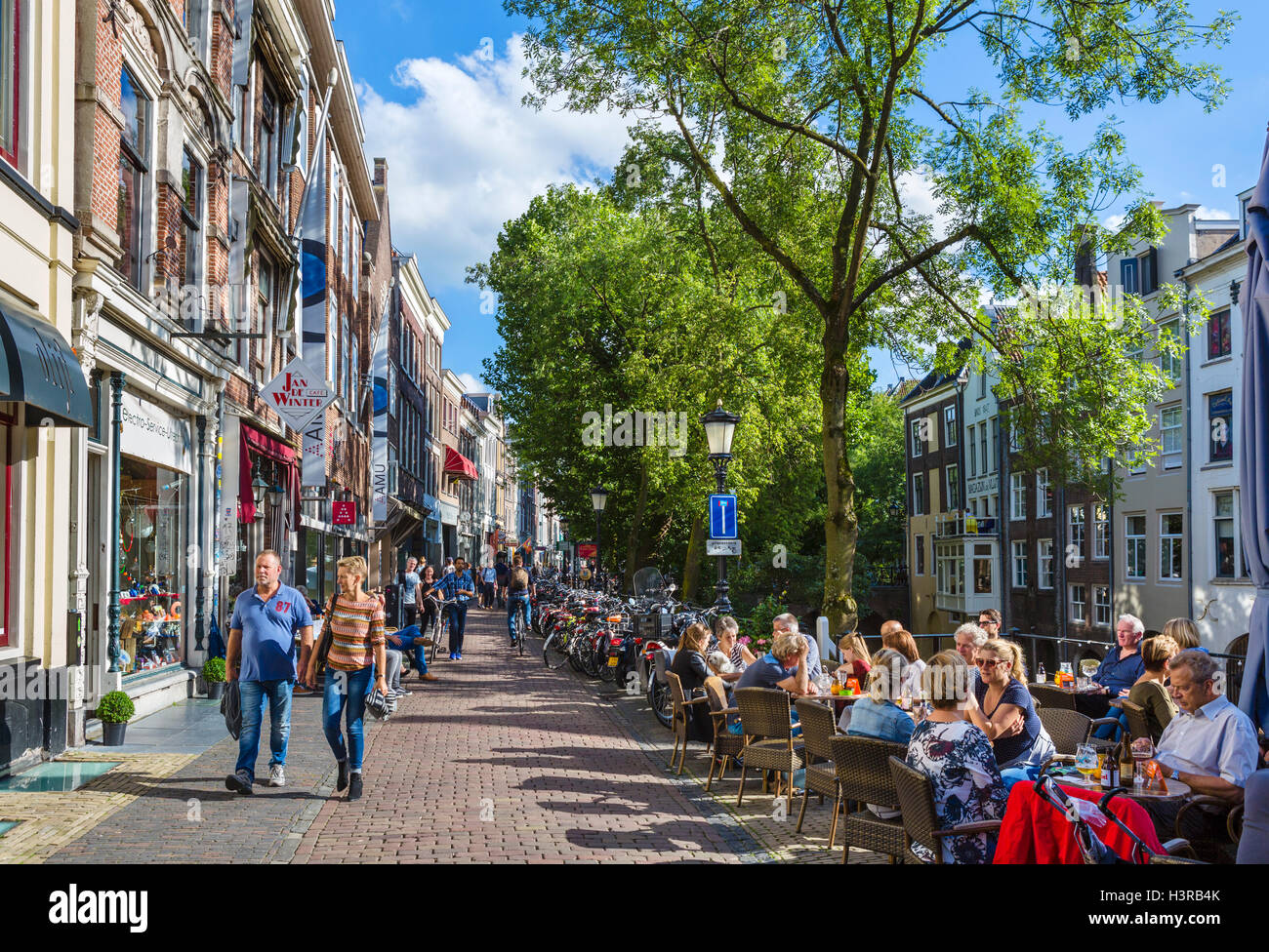 Cafes and bars alongside the Oudegracht (Old Canal) in the city centre ...