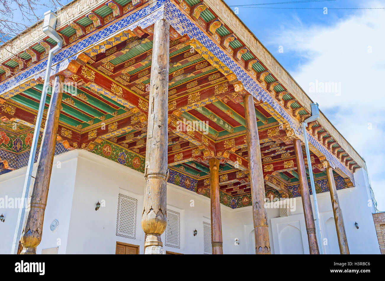 The ceiling of the terrace of the summer mosque in Ruhabad complex made ...