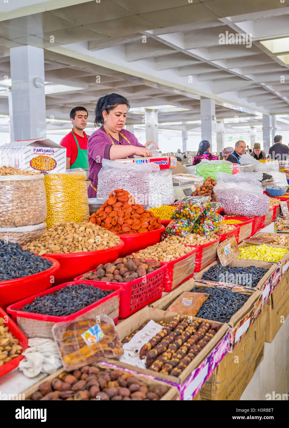 The stall at Siab Dekhkhan Bazaar with different dried fruits and nuts ...