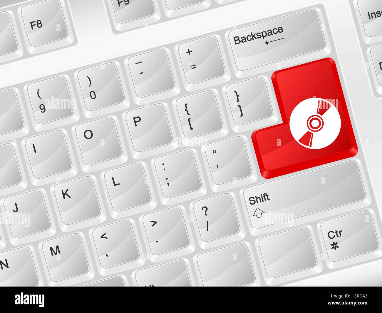 White computer keyboard CD symbol. Vector illustration Stock Vector ...