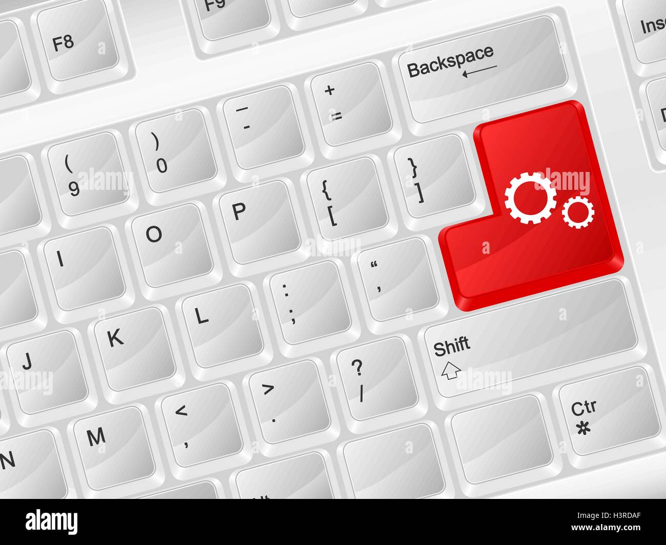 White computer keyboard gear symbol. Vector illustration Stock Vector ...