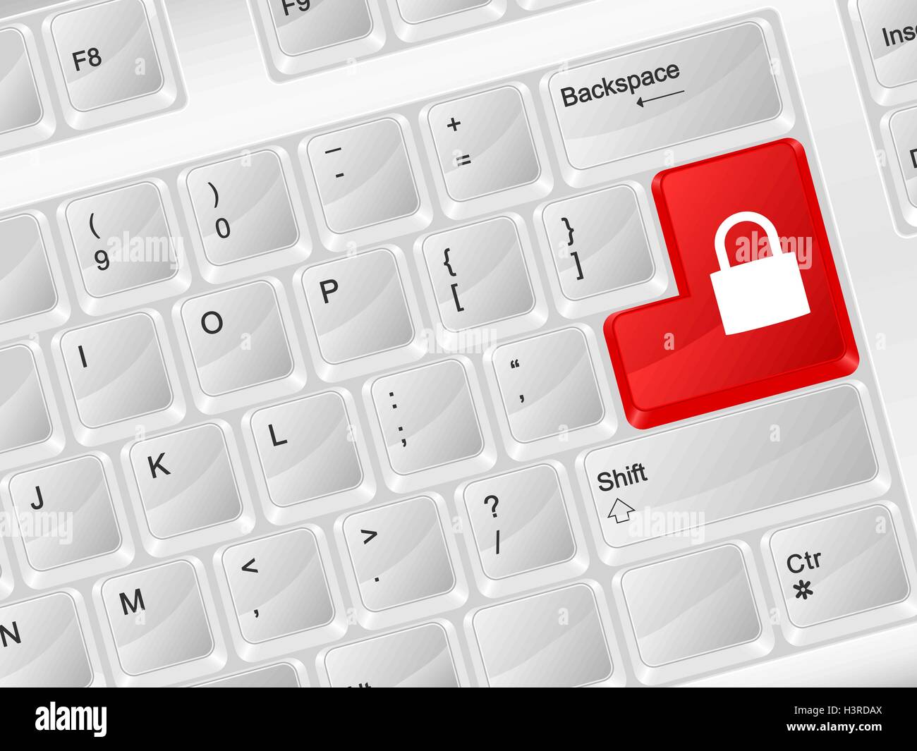White computer keyboard padlock symbol. Vector illustration Stock ...