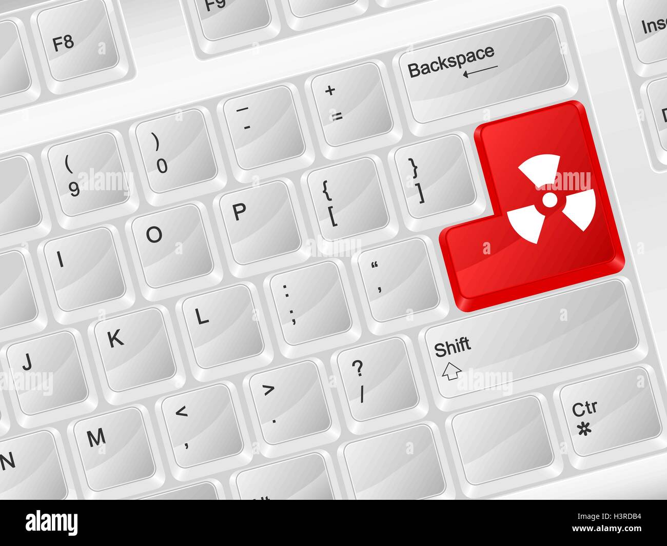 White computer keyboard radiation symbol. Vector illustration Stock ...