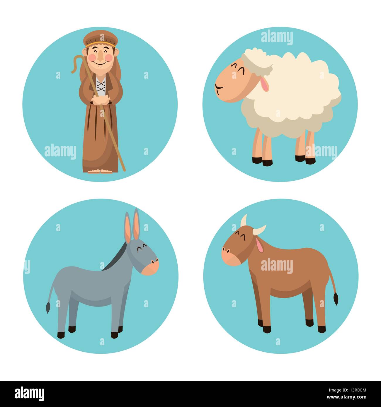 Shepherd and his donkey Stock Vector Images - Alamy