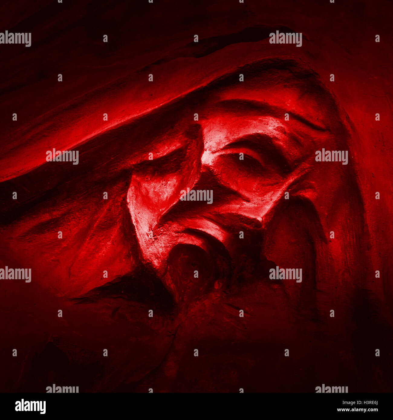 Grim reaper portrait on deep red background Stock Photo - Alamy
