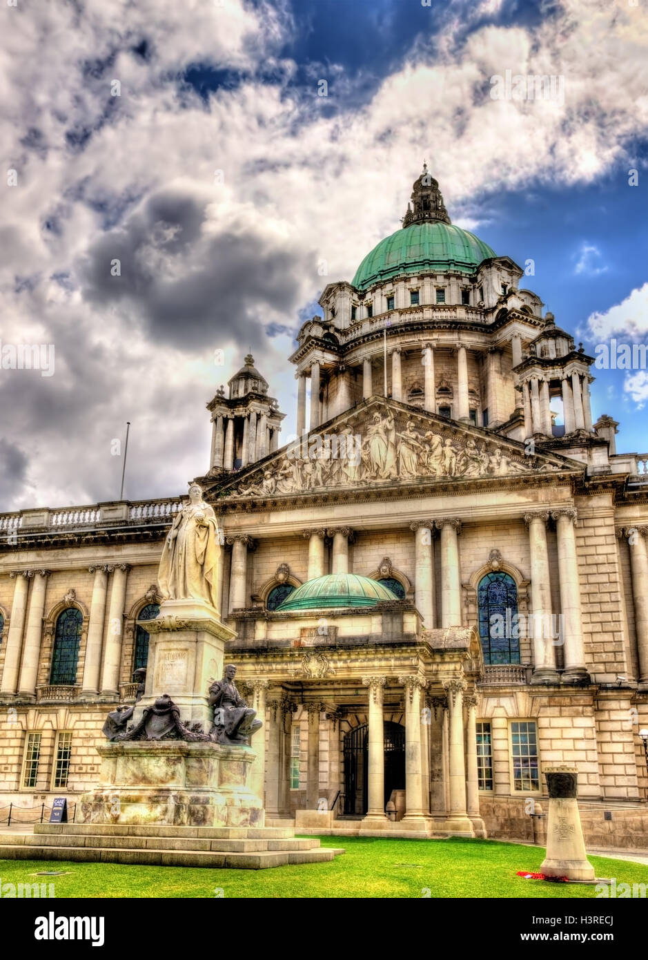 Queen Victoria Memorial and Belfast City Hall - Northern Ireland Stock ...