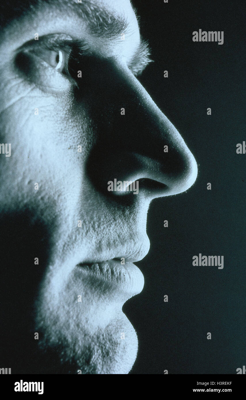Man, detail, face, profile, b/w Stock Photo - Alamy