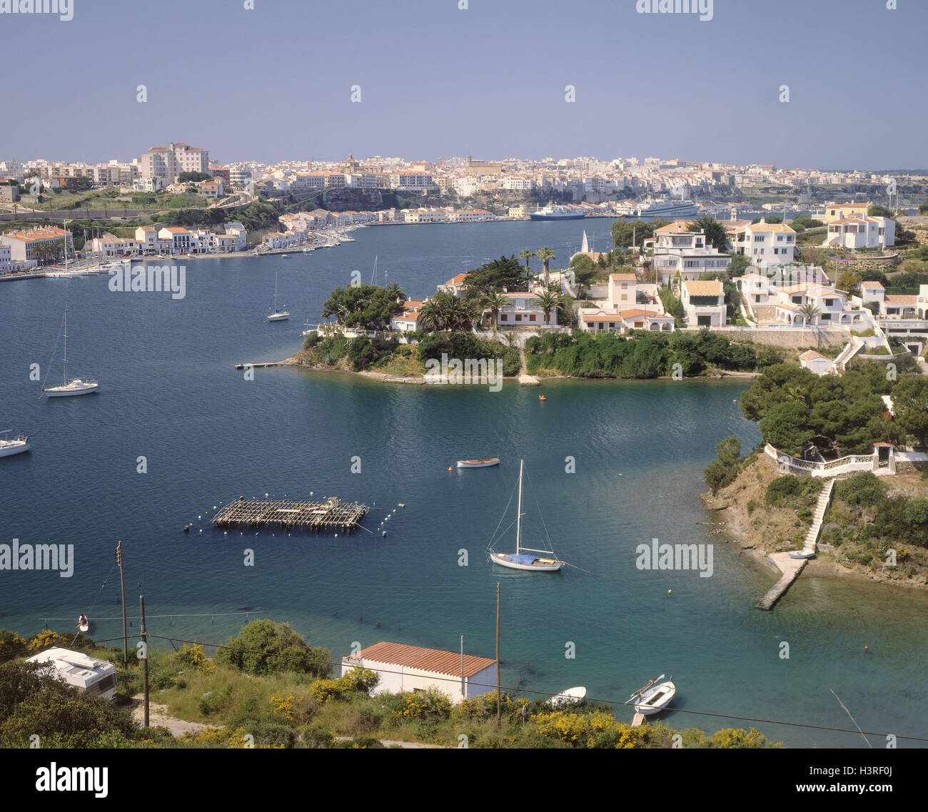 E / Menorca, Mahon, harbour view Stock Photo - Alamy