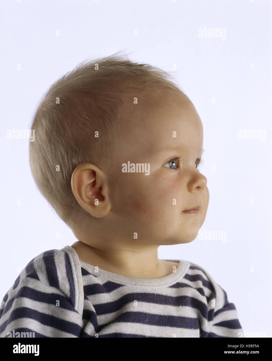 Baby, portrait, side view, child, infant, blond, pullover, touched ...