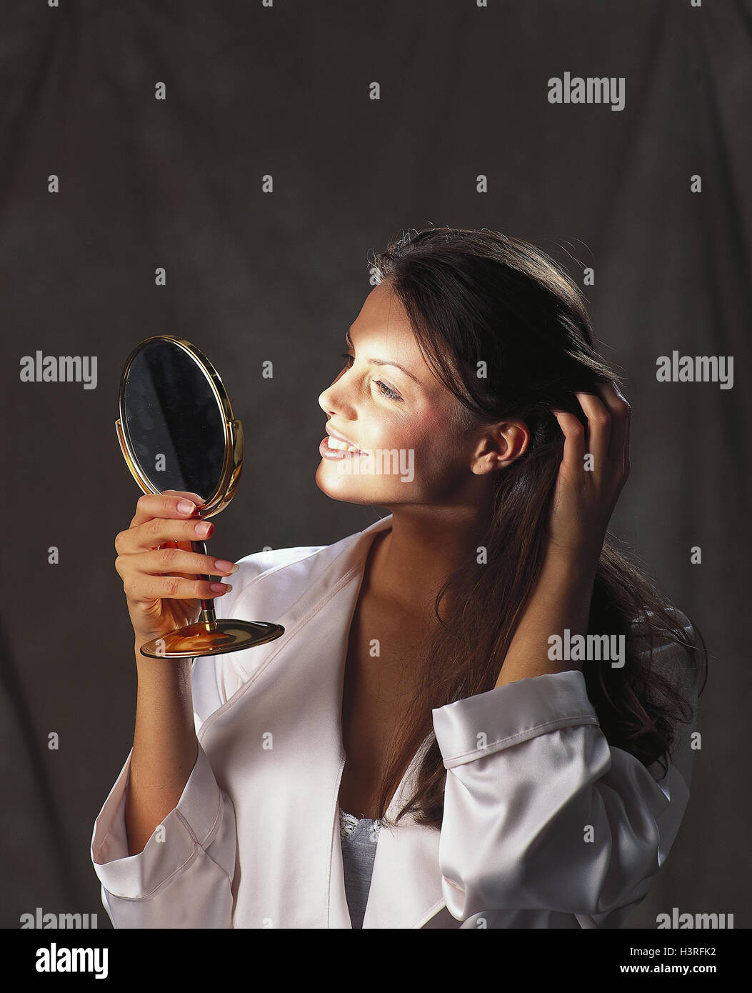 Woman, reflector, gesture, hairstyle, look, half portrait, young, hand ...