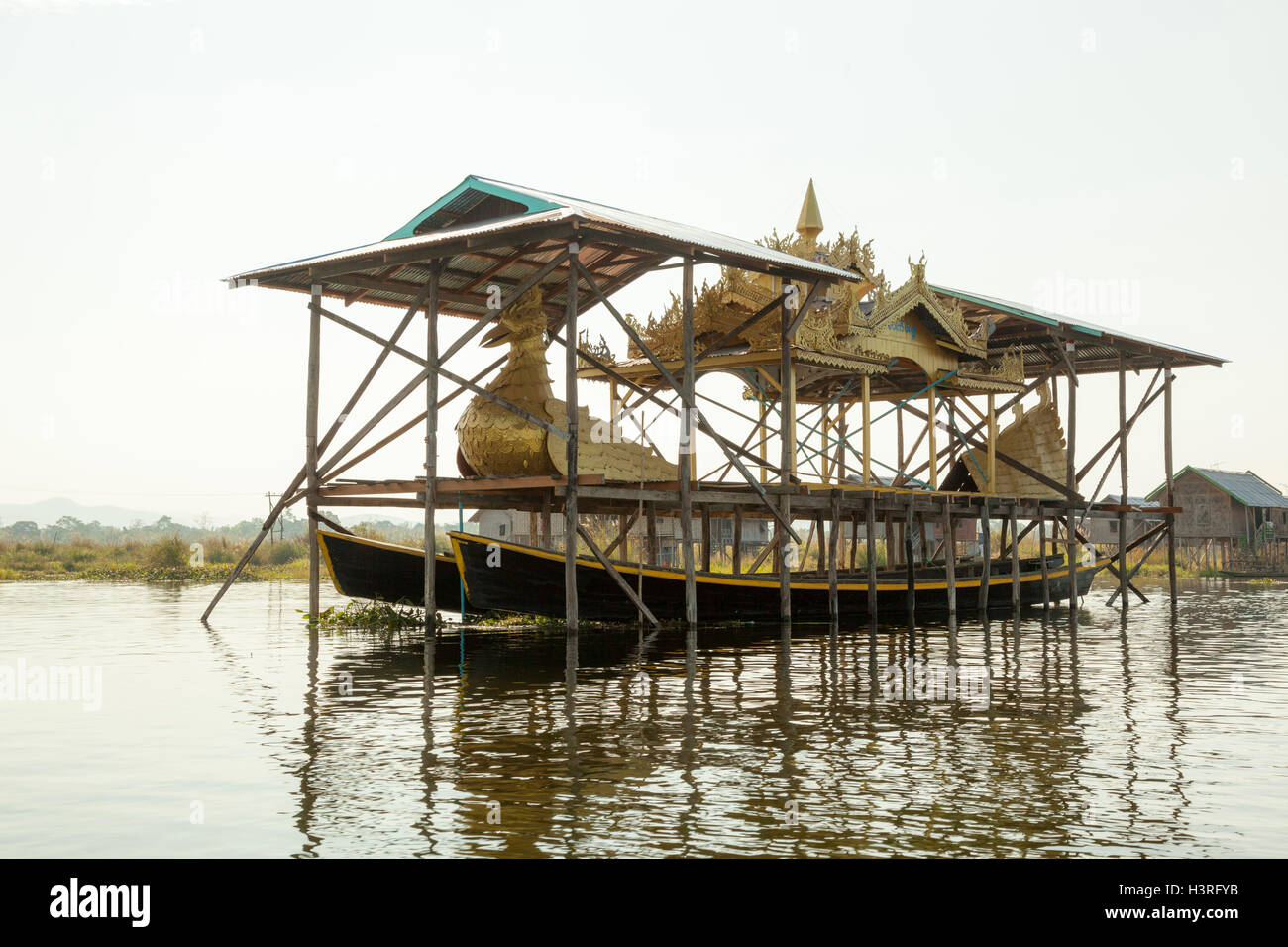 Wintering of the royal barge (Karaweik or Mythical bird) on Lake Inle ...