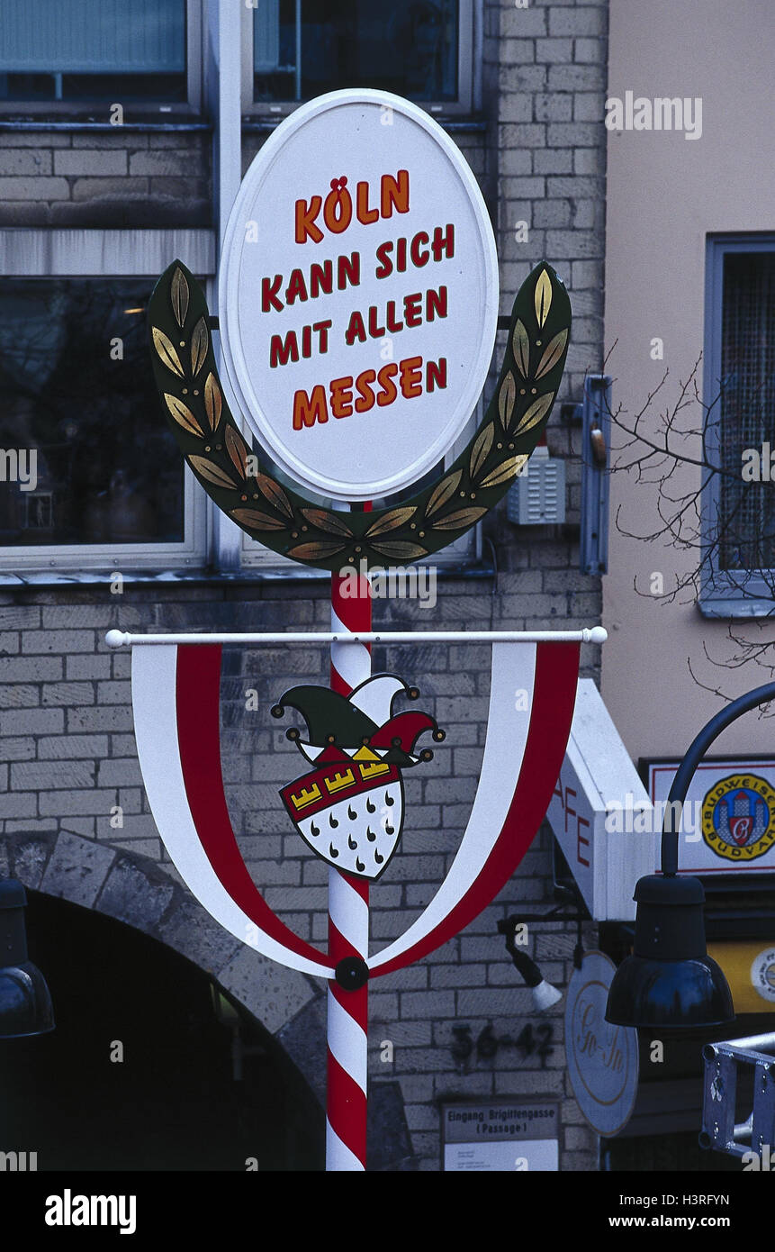 Germany, Cologne, carnival, sign, coat arms, sign, sign, carnival Stock ...