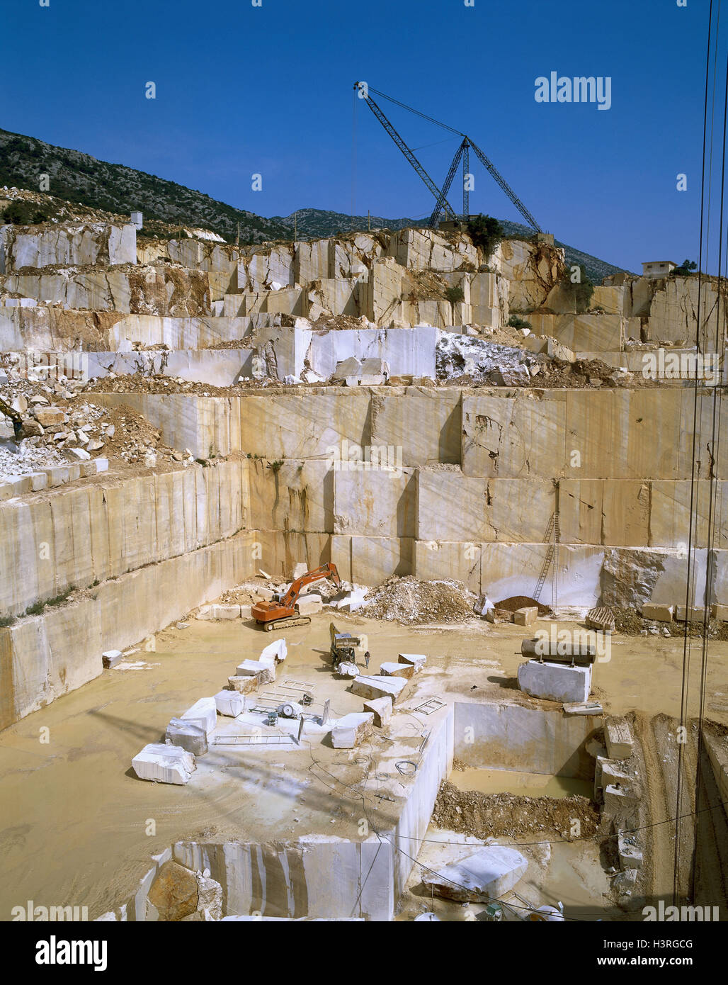 Italy, Sardinia, province Nuoro, marble quarry, from above, Europe ...