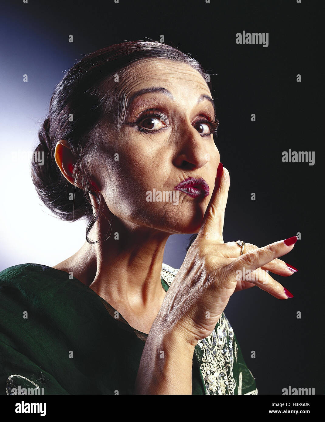older woman, gesture, silence, quiet, portrait, mb 118 A1 Stock Photo ...