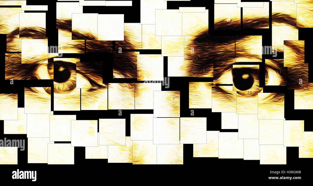 harmonic peaceful spiritual eyes, graphic collage on white background ...